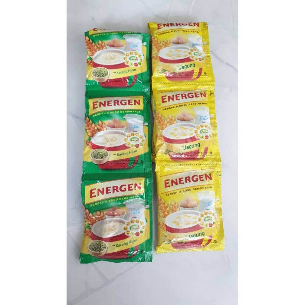 Energen Cereal dan Susu Berperisa / Rasa Jagung dan Kacang Hijau Sachet ...