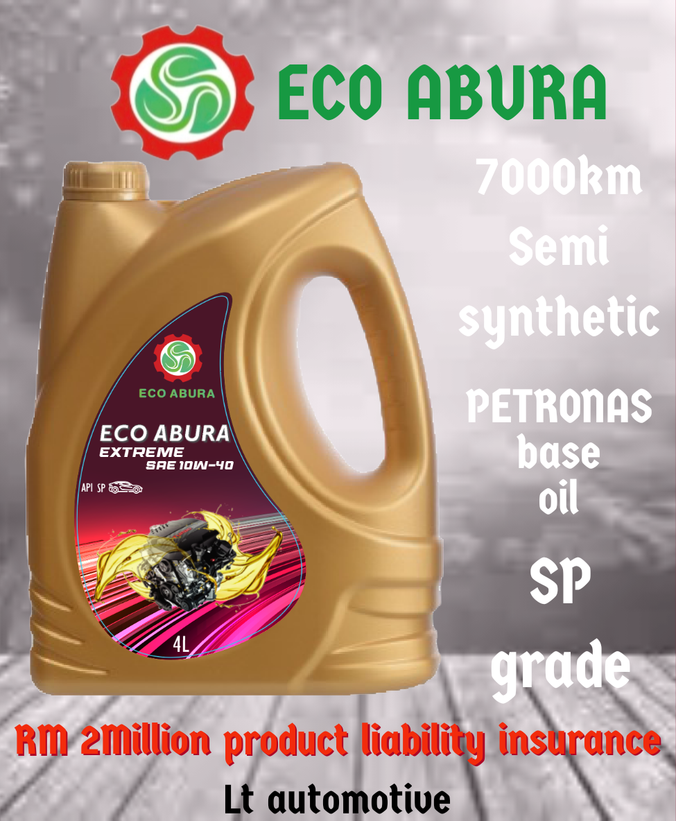 ECO ABURA Semi Synthetic 10W40 4L premium engine oil 7000km Petronas ...