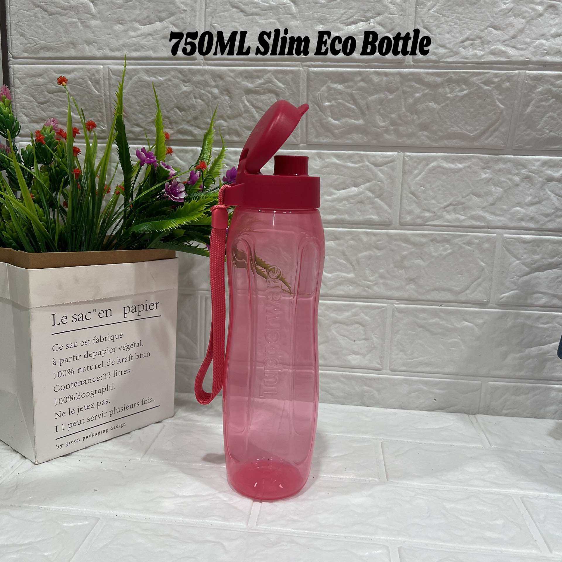 Tupperware Slim Eco Bottle 750ml (1) with Straw / No Straw / Screw Cap ...