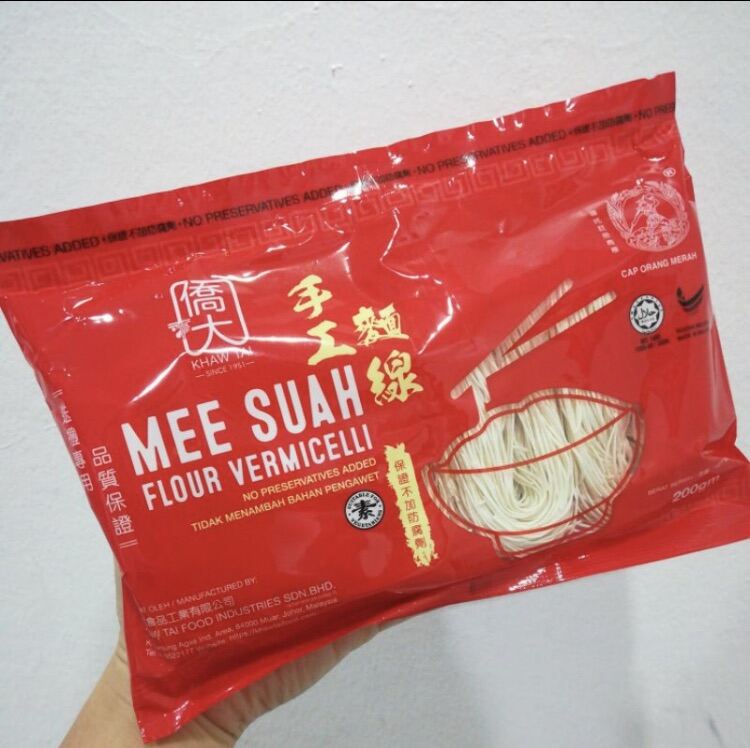 Khaw Tai Cap Orang Merah Mee Suah Flour Vermicelli 200g - Halal 手工面线 (素 ...