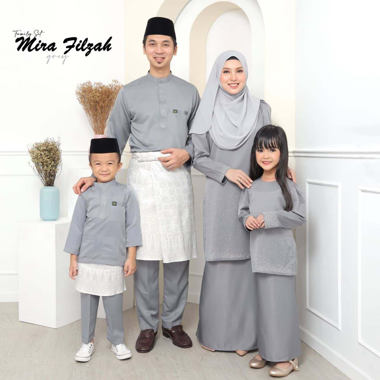 [ TEMA GREY ] SET FAMILY | COUPLE | NIKAH | KURUNG MODEN MIRA FILZAH ...