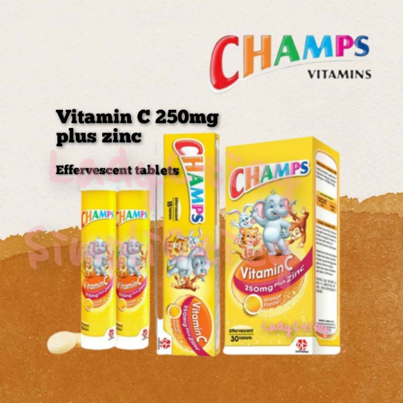 Champs Vitamin C 250mg plus Zinc Effervescent tablet - Orange | Lazada
