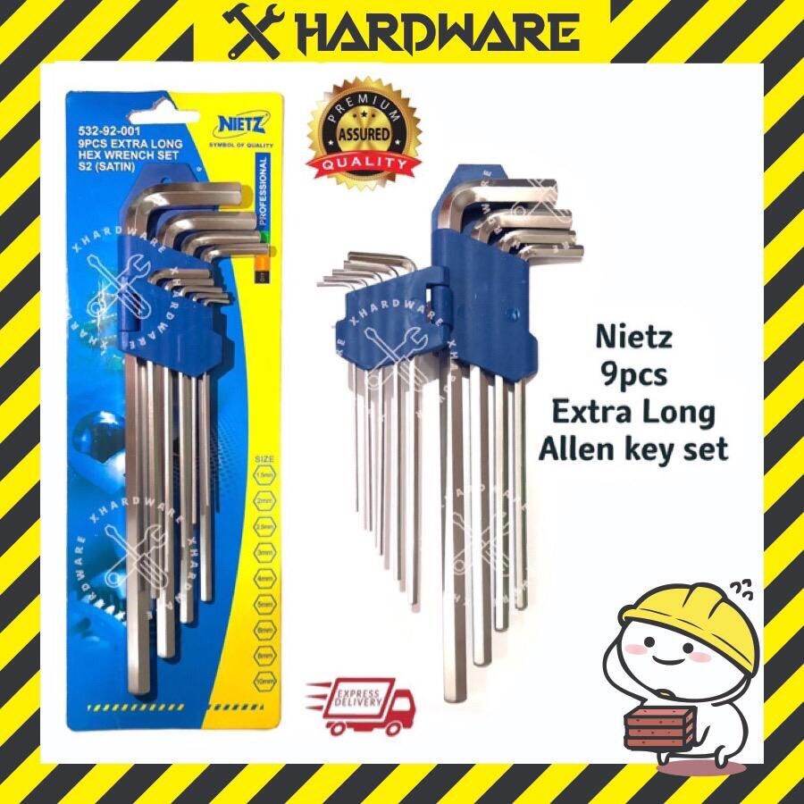 Nietz 9pcs heavy duty extra long hex wrench set/allen key tools set ...