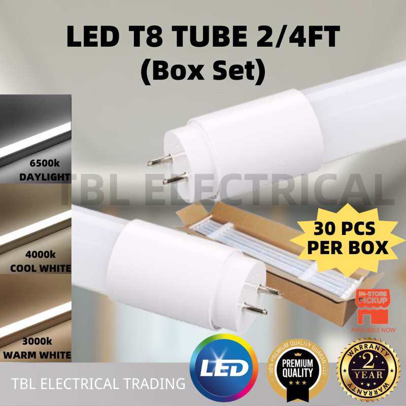 30 Pcs (Box Set) LED T8 Tube 2FT/4FT Light Tube Light 9W 22W 24W 32W ...