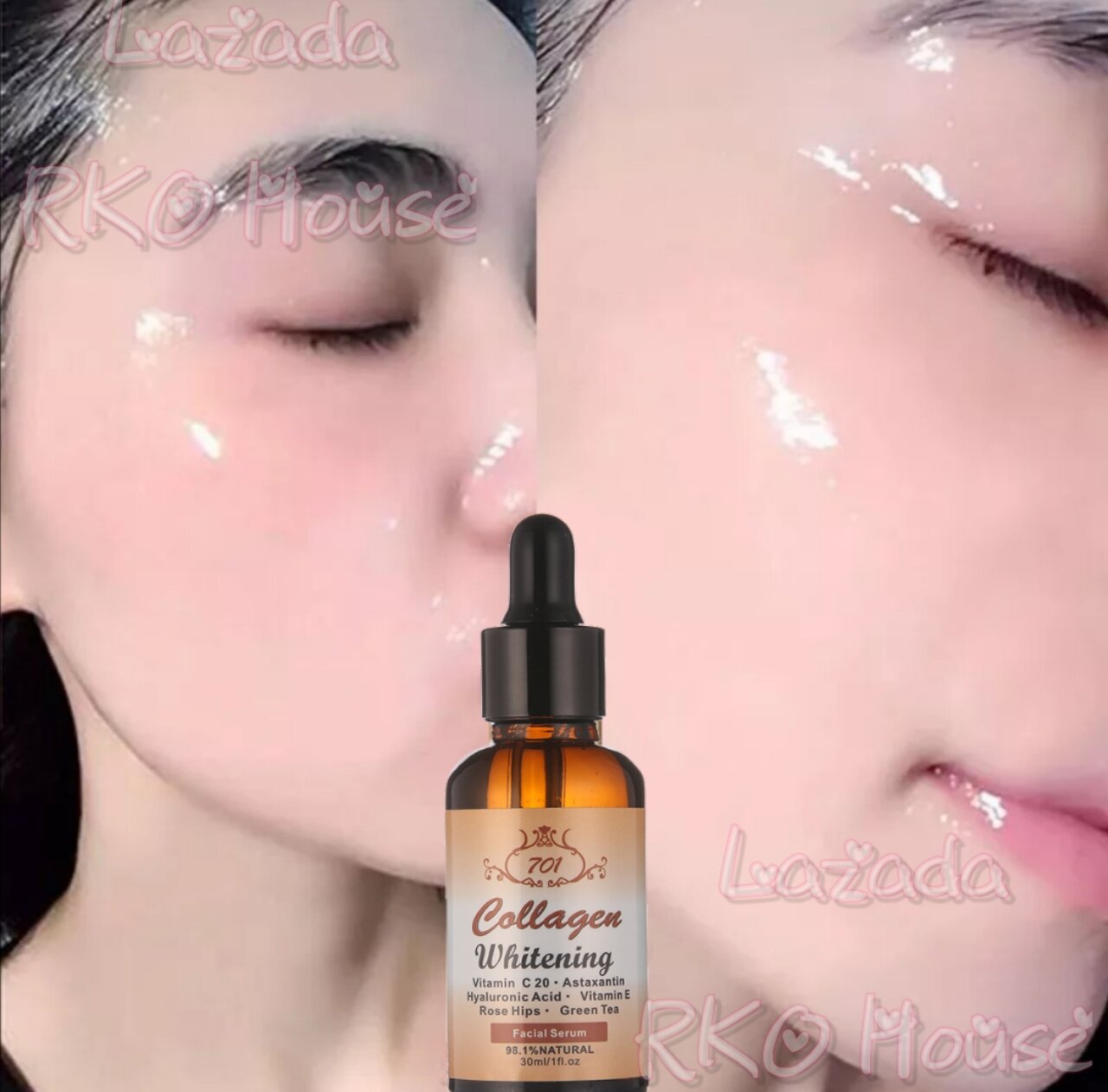 100% 701 Collagen Plus Vitamin E & Vitamin C Whitening Facial Serum 30ml Multiple Repair Firming ...