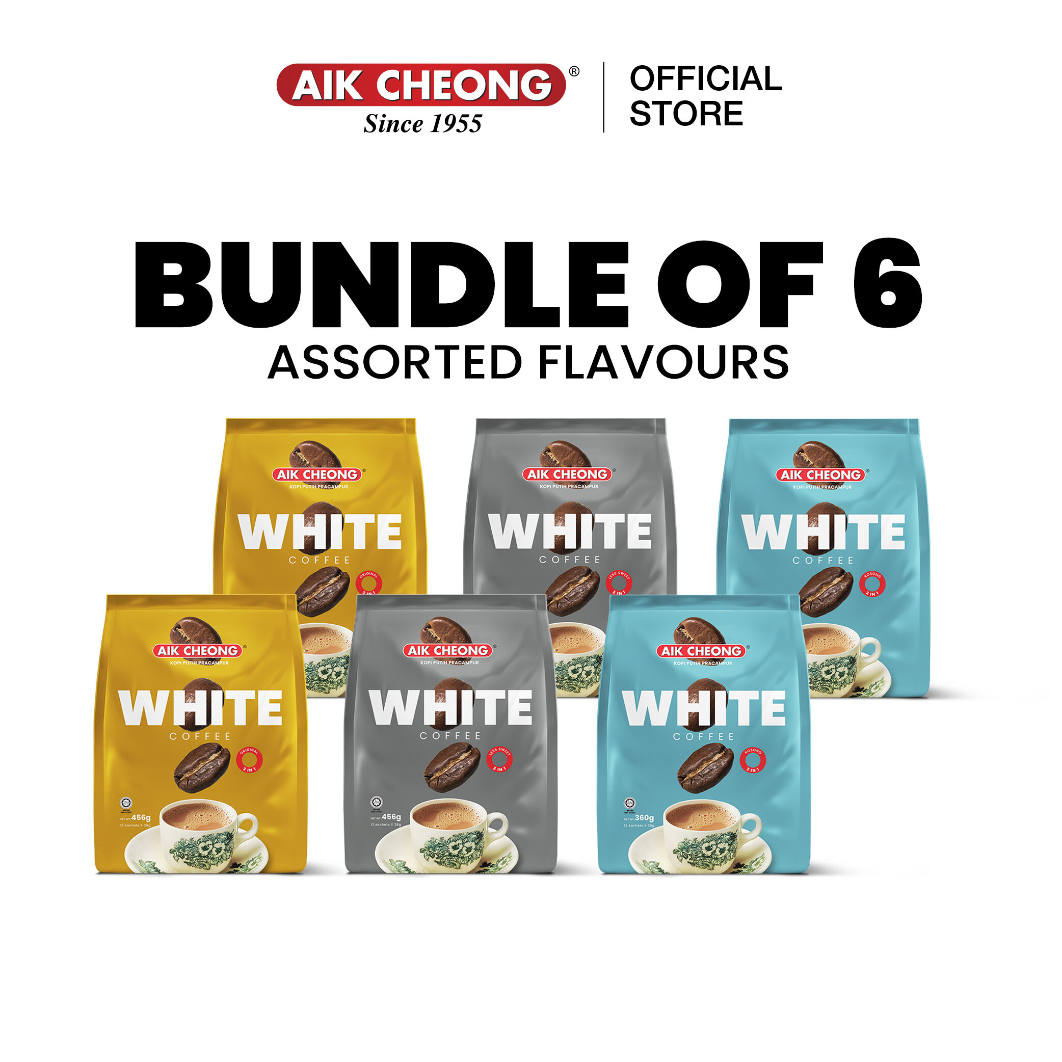 (Bundle of 6) Aik Cheong White Coffee Instant Premix 12 Sticks x 6 ...