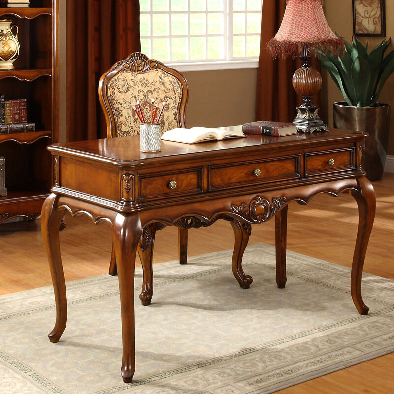 American Desk Solid Wood Home Desk European Computer Desk Antique ...