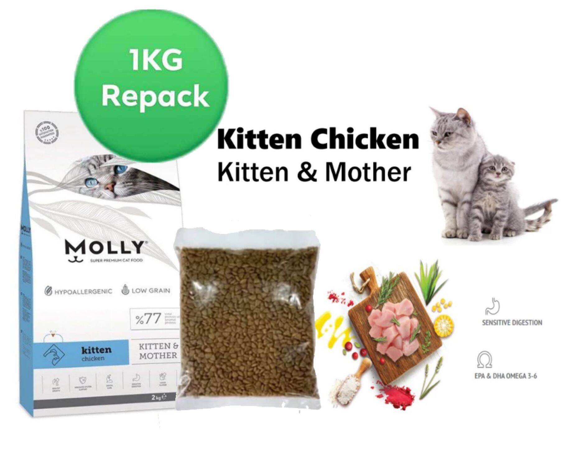 Molly 1KG Repack Super Premium (Kitten & Mother/Hairball Control/Shiny ...