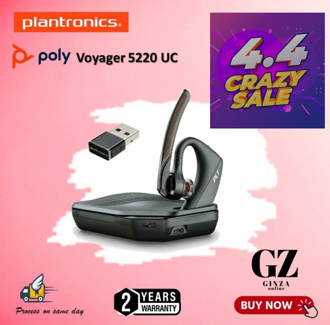POLY / PLANTRONICS VOYAGER 5200-UC BLUETOOTH HEADSET / EARBUDS (#206110 ...