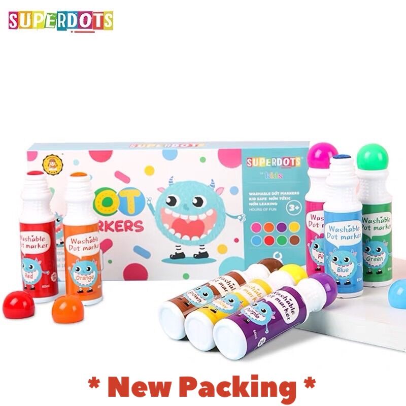 Superdots Dot Marker Washable 8colours Superdot marker Dot dot Pen ...
