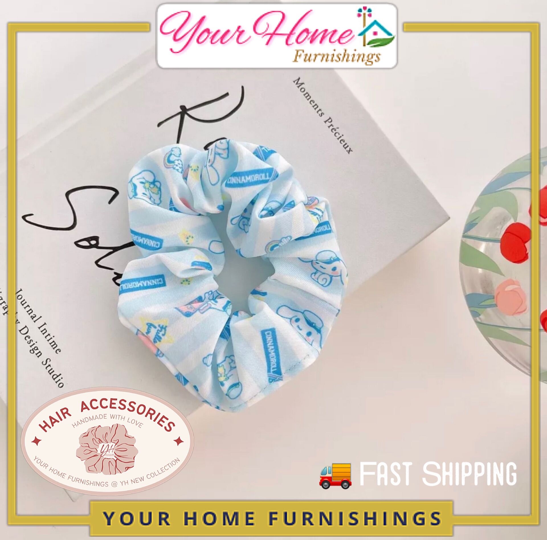 YH Cute Cartoon Scrunchies Sanrio Stella Lou Melody Princesse Hair Tie ...