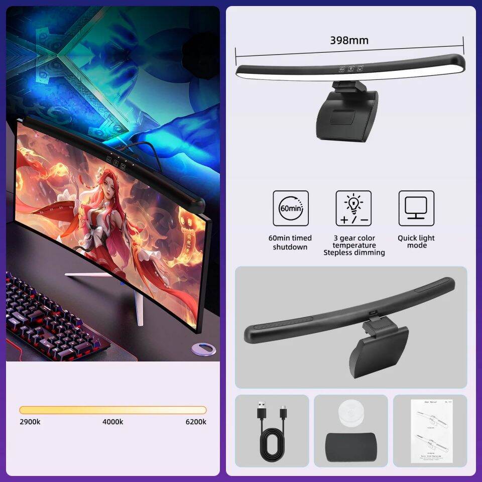 Led Monitor Lights Bar RGB Dimmable Desk Lamps Screen Hanging Computer ...