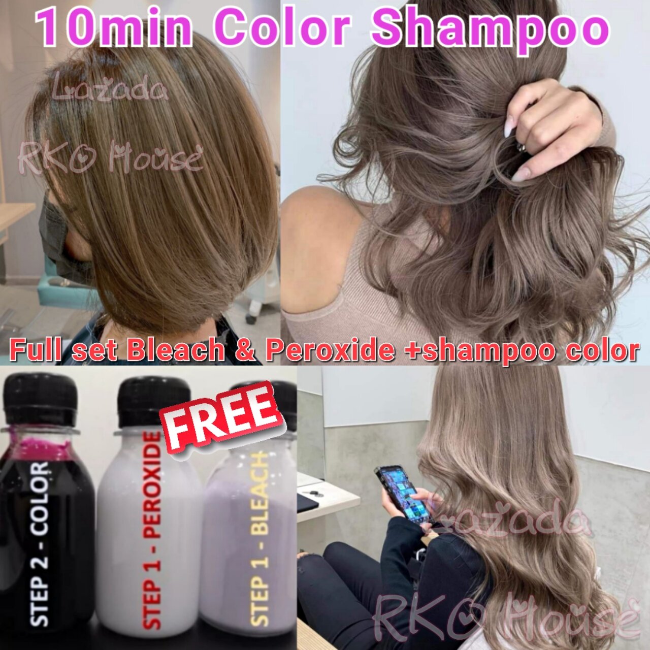 🇲🇾Ready Stock🇲🇾 Direct ASH MILK TEA HairColor Kit(10minutes)100ml+Free ...