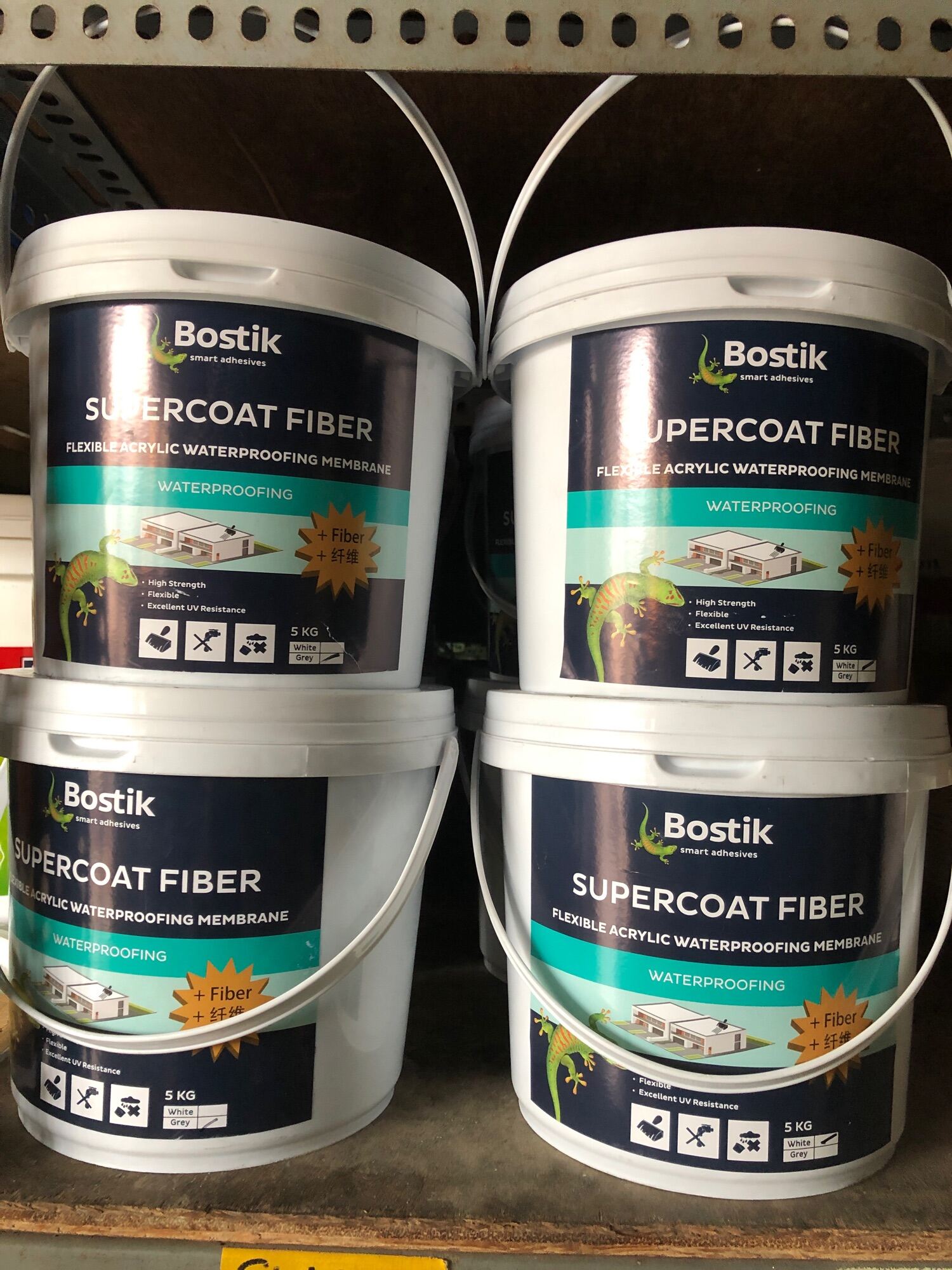 SH BOSTIK WATERPROOFING SUPERCOAT FIBER GREY WHITE 5kg | Lazada