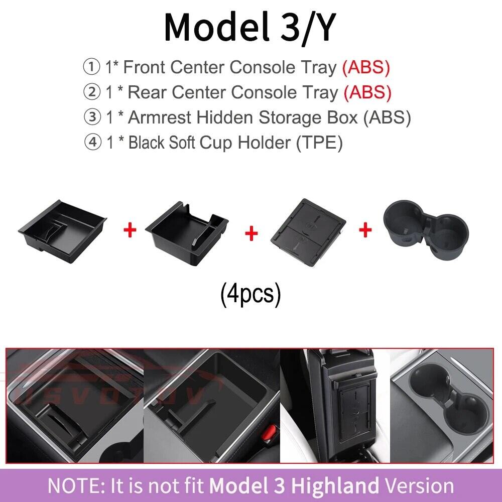 Center Console Trays for Tesla Model 3 Y Highland Organizer Accessories ...