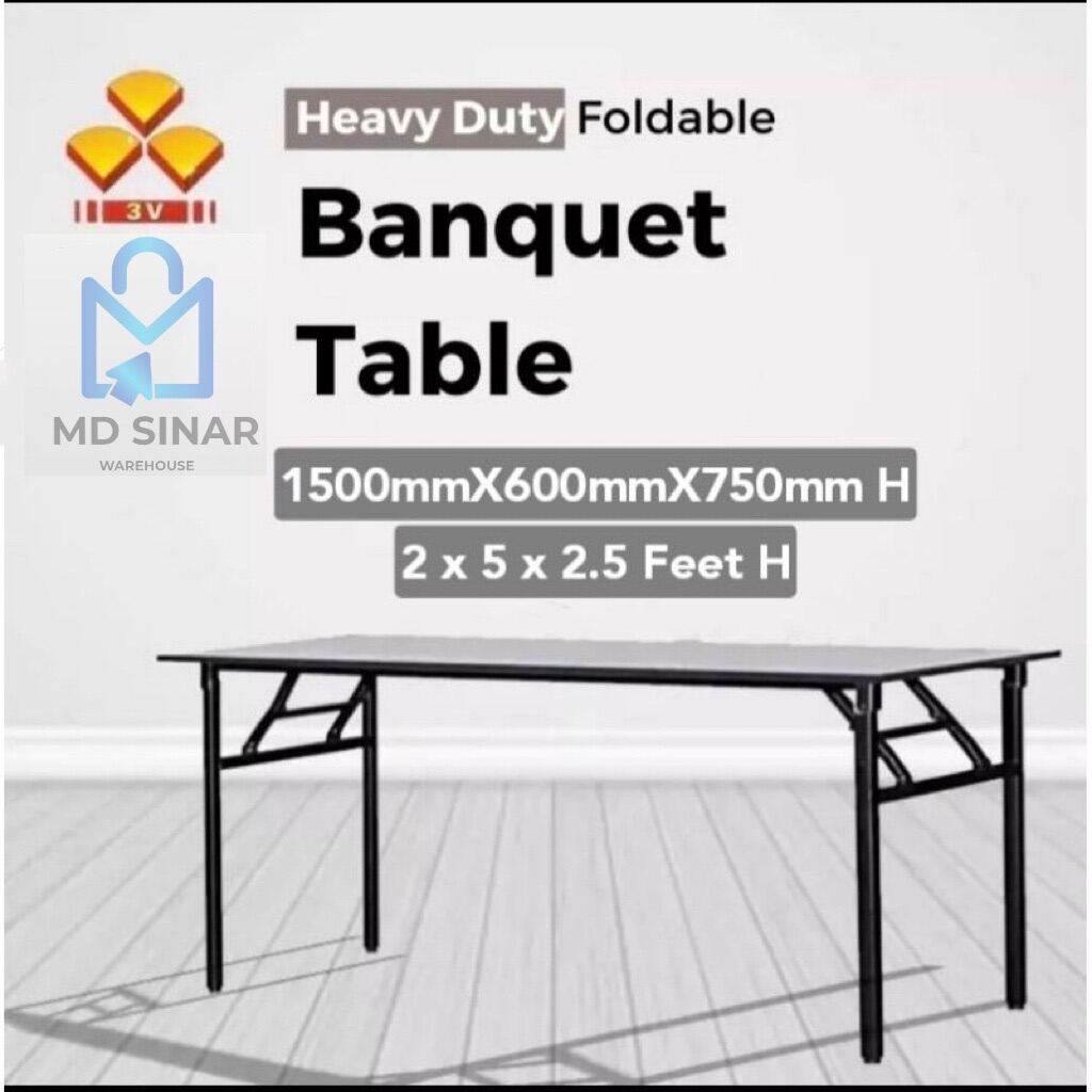 MD SINAR 2x5 ft 3V Foldable Wood Top Banquet Table/ Folding Banquet ...