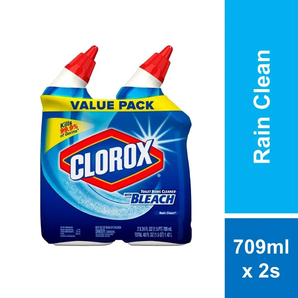 (Twins Value Pack) CLOROX TOILET BOWL CLEANER BLEACH (RAIN CLEAN) 709ML ...