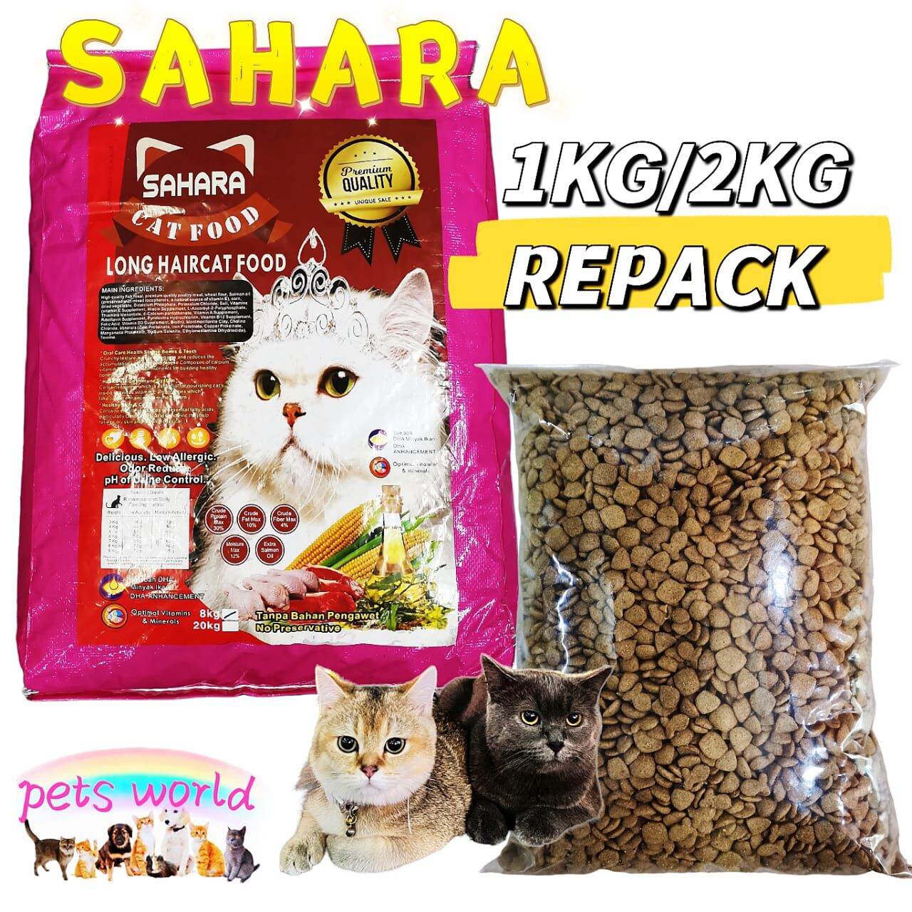 SAHARA CAT FOOD REPACK FOR ADULT AND KITTEN 1KG / 2KG /MAKANAN KUCING ...