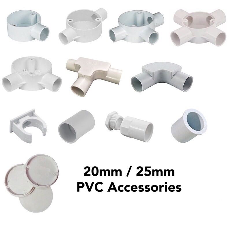 20mm 3/4" 25mm 1" PVC Conduit Box Fitting Accessories - 1way, 2way ...