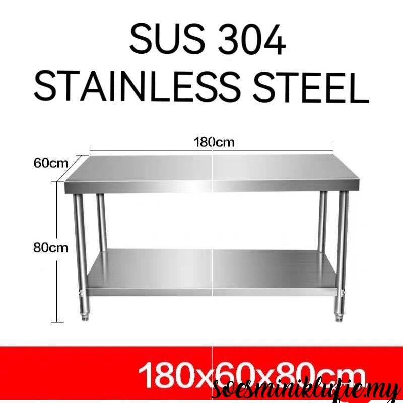 SUS 304 2 Tier Stainless Steel Kitchen Working Table Storage Rack Heavy ...