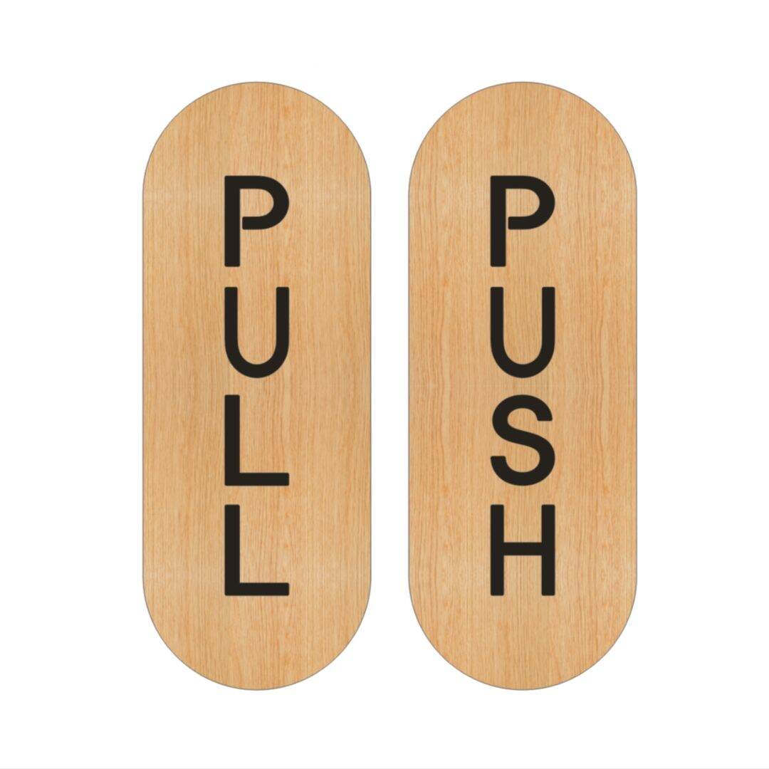 Label Pull Push Sign Waterproof / Minimalist Door Wall Signage Sticker ...