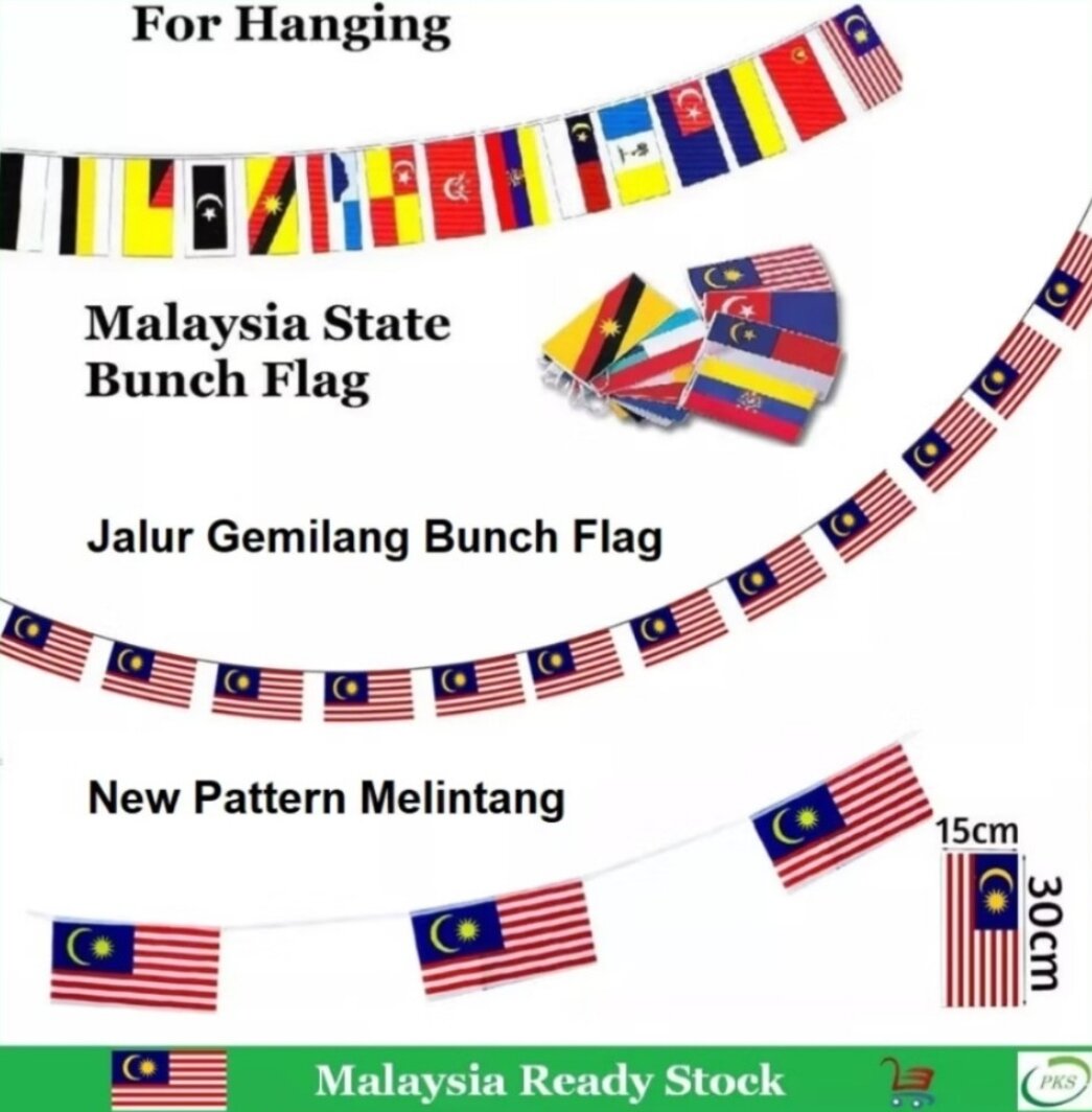 Malaysia Flagline Bunch Flag / Bendera Malaysia Kecil Gantung Melintang ...