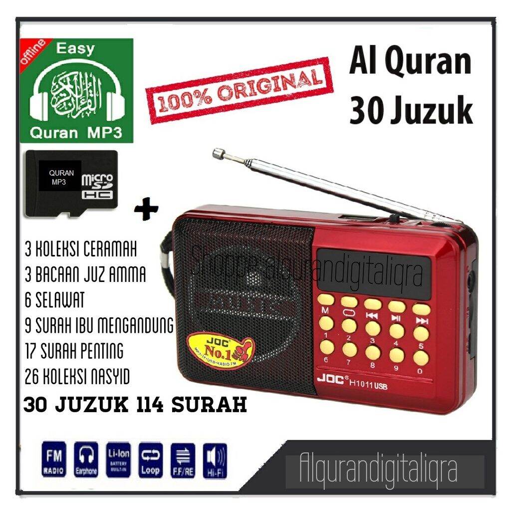 JOC Radio FM Blueooth Speaker AL-Quran SD Card Lengkap 30 Juzuk Dan ...