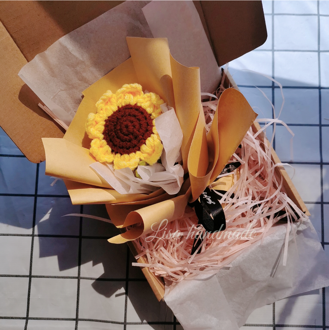 Handmade Crochet Sunflower Bouquet Mini Flowers Gift Graduation Flowers ...