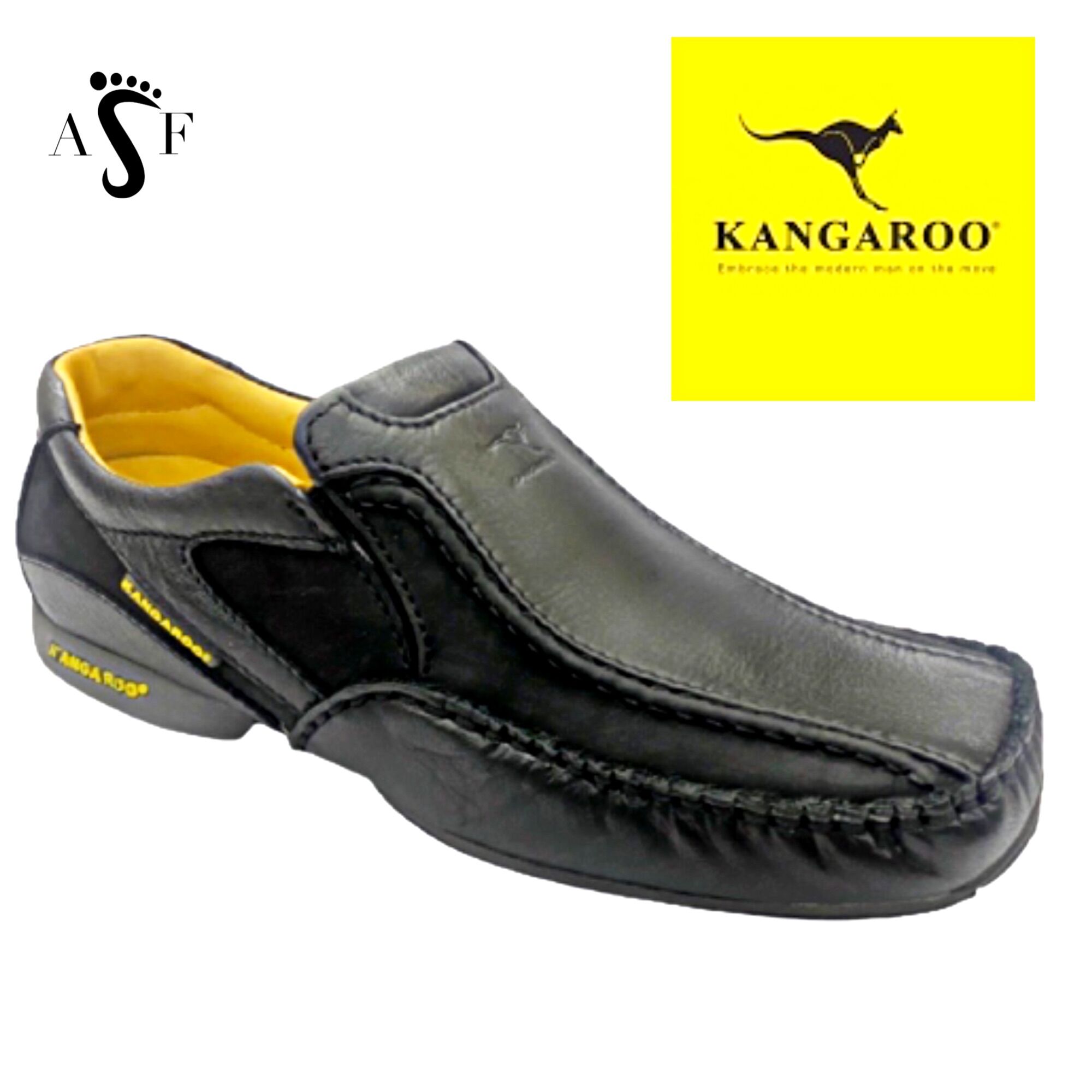ORIGINAL Full LEATHER KANGAROO Shoes Slip On - Black / Brown / Whisky ...