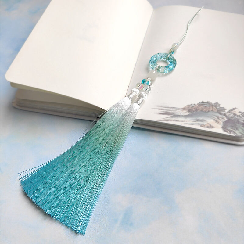 Jiupu Lan Original Green Colored Glaze Gradient Tassel Fringe Chinese ...