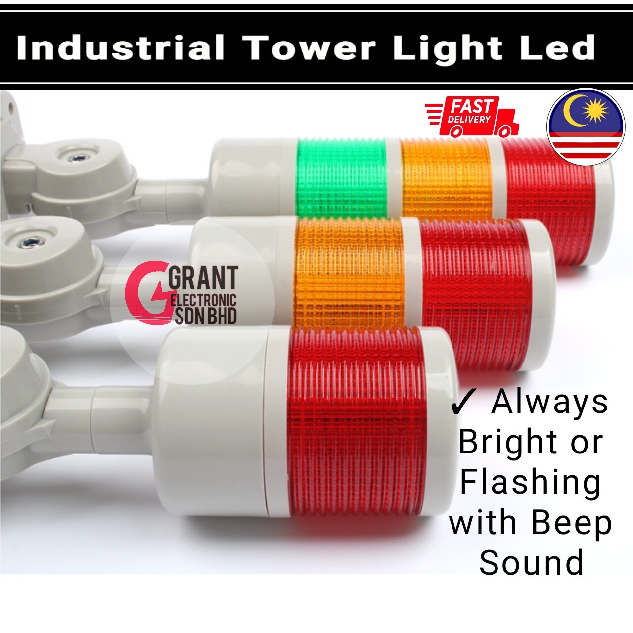 DC12V - DC24V Industrial Tower Light LED with Buzzer Sound Red & Green ...