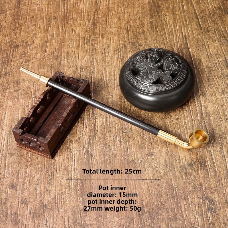 Traditional Handmade Wooden Body Long Handle Brass Old Style Smoking ...