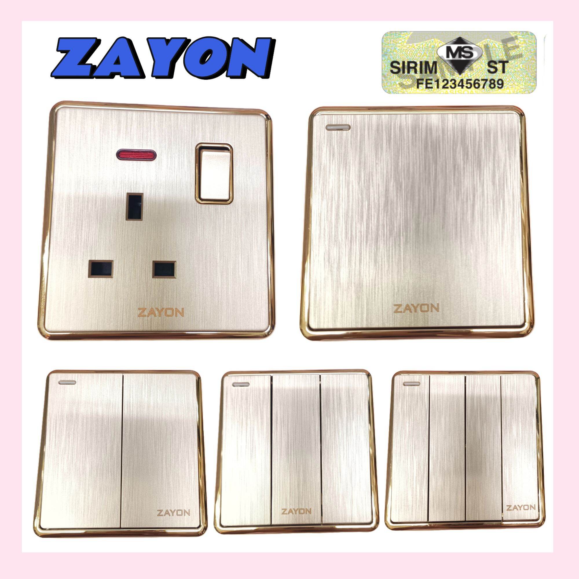 ZAYON Switches Socket Outlet 13A Switch Socket [SIRIM]Gold Colour | Lazada
