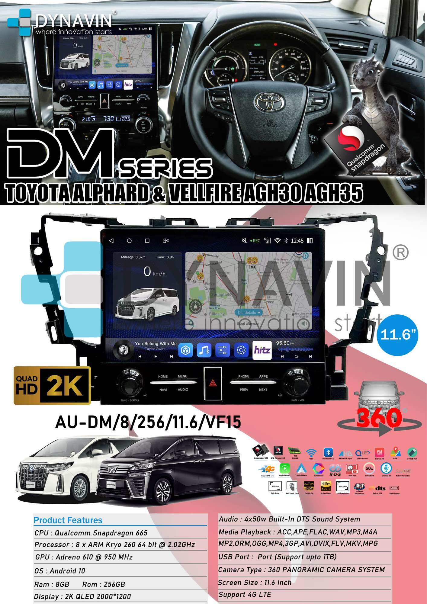 DYNAVIN DM SERIES HIGH END 11.6” POWERED BY SNAPDRAGON CPU JBL DESIGN ...