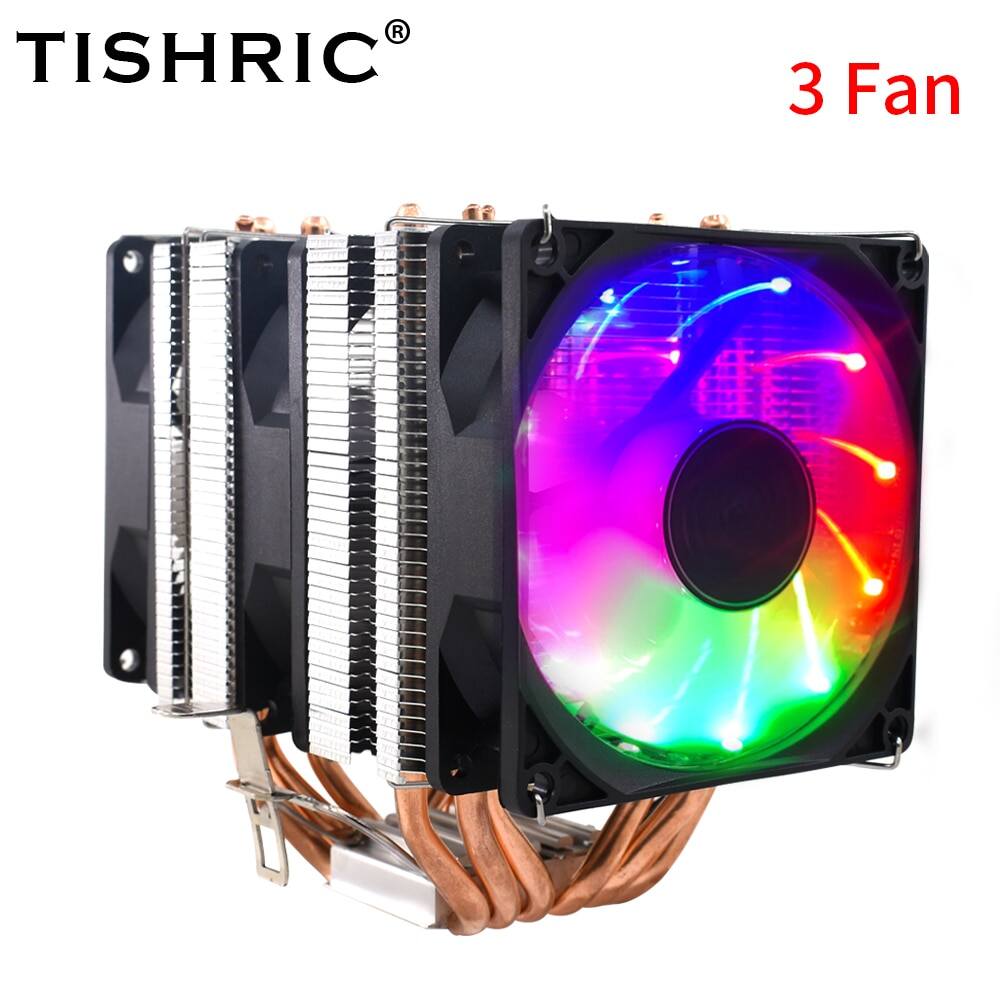 TISHRIC CPU Cooling Fan RGB 4Pin PWM 4/6 Heat Pipes CPU Cooler radiator ...