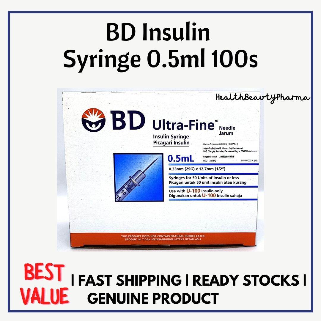 BD Ultra-Fine Needle Insulin Syringe 0.5ml 29G x 12.7mm 100s | Lazada