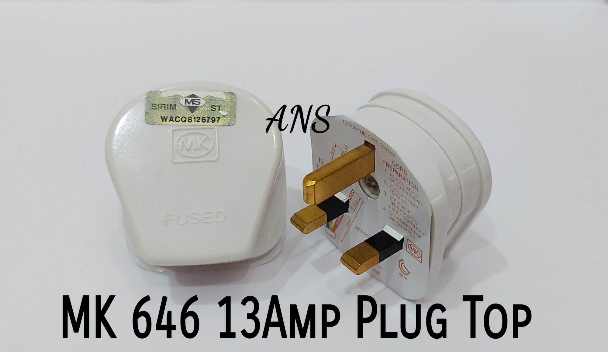 MK 646 13Amp 3Pin Bakelite Fused Plug Top Kepala Plug Elektrik | Lazada