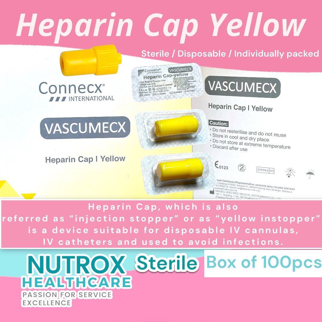 Heparin Cap Yellow Sterile Individually Packed Box of 100pcs | Lazada