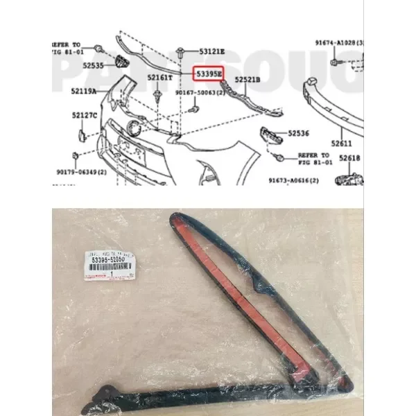 *ORIGINAL TOYOTA NHP10 PRIUS C 2012 FRONT BUMPER TOP SEAL RUBBER 53395 ...