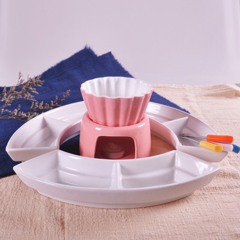 Ceramic Chocolate Hot Pot Stove Set Ice Cream Haagen-Dazs Swiss Cheese ...