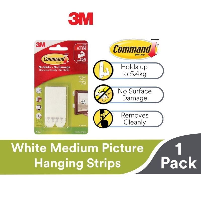 3M Command Wall Adhesive Medium Picture Hanging Strips - Damage Free ...
