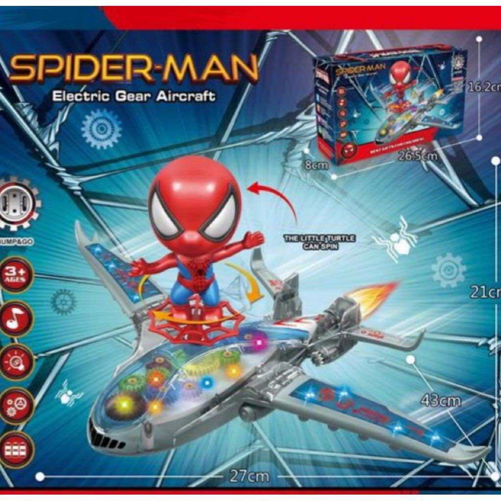 Ultimate Spiderman Plane Toy Aeroplane Electric Car with Sound Lights ...
