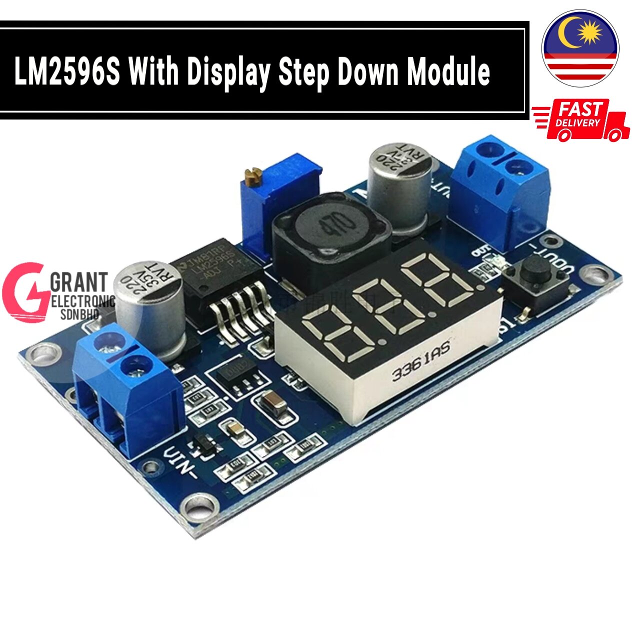 LM2596S Step Down Module With Display DC DC Adjustable Buck Converter LM2596 7 Segment Display ...