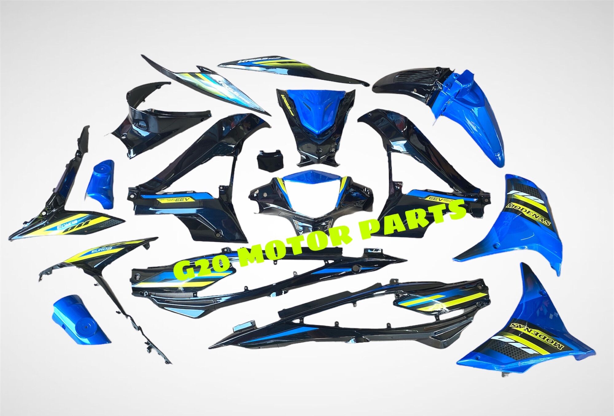 KRISS MR3 BODY COVER FULL SET BLUE ORIGINAL MODENAS 100% NO DISC SIAP ...