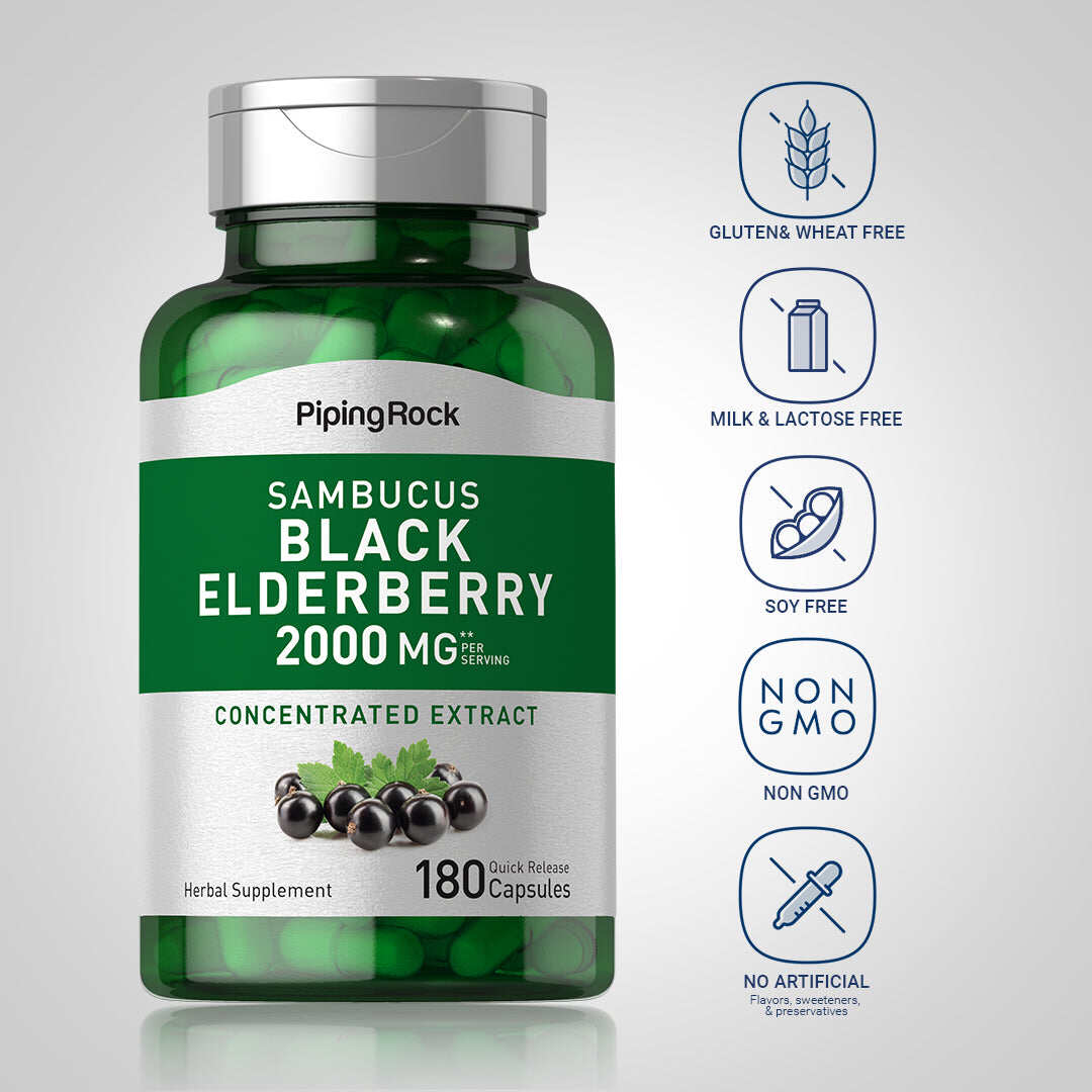 Sambucus Black Elderberry , 2000 mg, 180 Veggie Capsules sambucol black ...