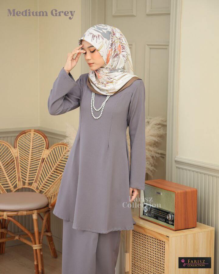 Kurung Riau Moden Grey | Lazada