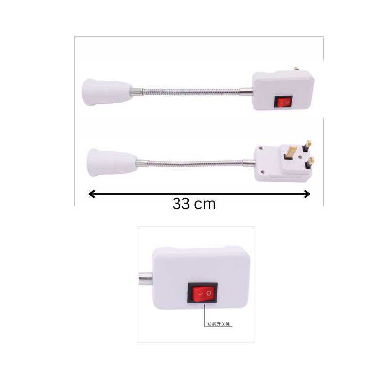 12” 30cm 13A Flexible Lamp Light Holder 3pin Plug Top E27 Bendable ...