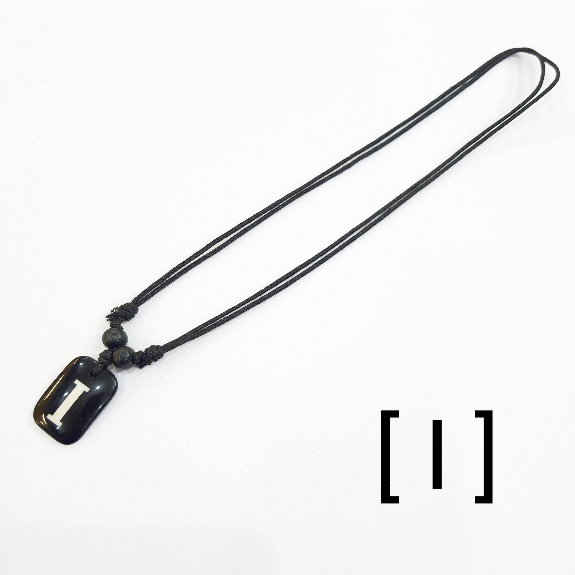 lnlstarmart Rantai Huruf Tali Hitam Huruf Alphabet A-Z Pendant Necklace ...