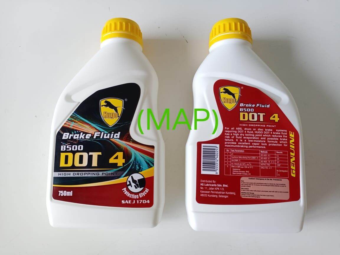 BRAKE FLUID CLUTCH FLUID DOT 4 FOR ALL TYPE OF CAR 750ML HUGO ( FOR ...