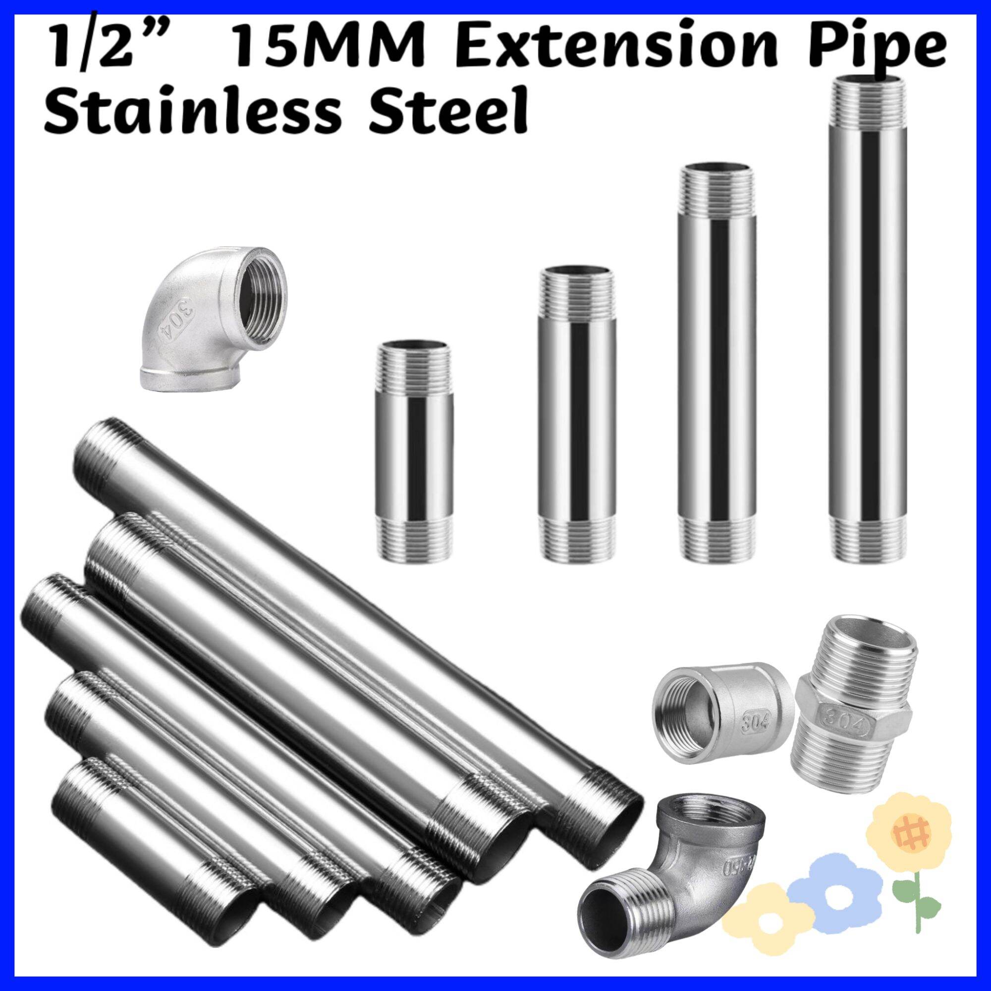 Stainless Steel pipe with thread 1/2” 15mm Pipe Extension | Lazada